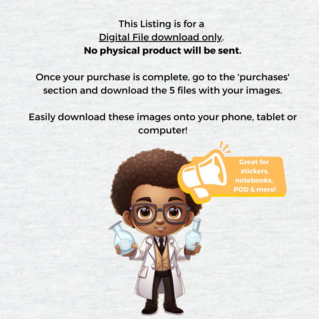 Black Boys in Science Clipart, African American Kid Scientist PNG, STEM ...