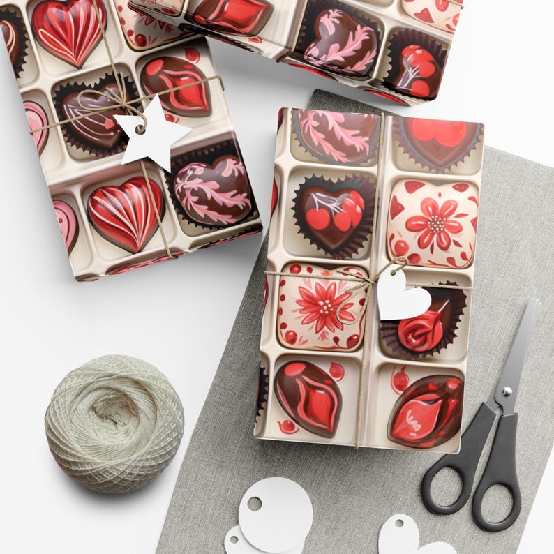 Box of Chocolates Gift Wrap, Chocolate Lover Wrapping Paper, Sweet ...