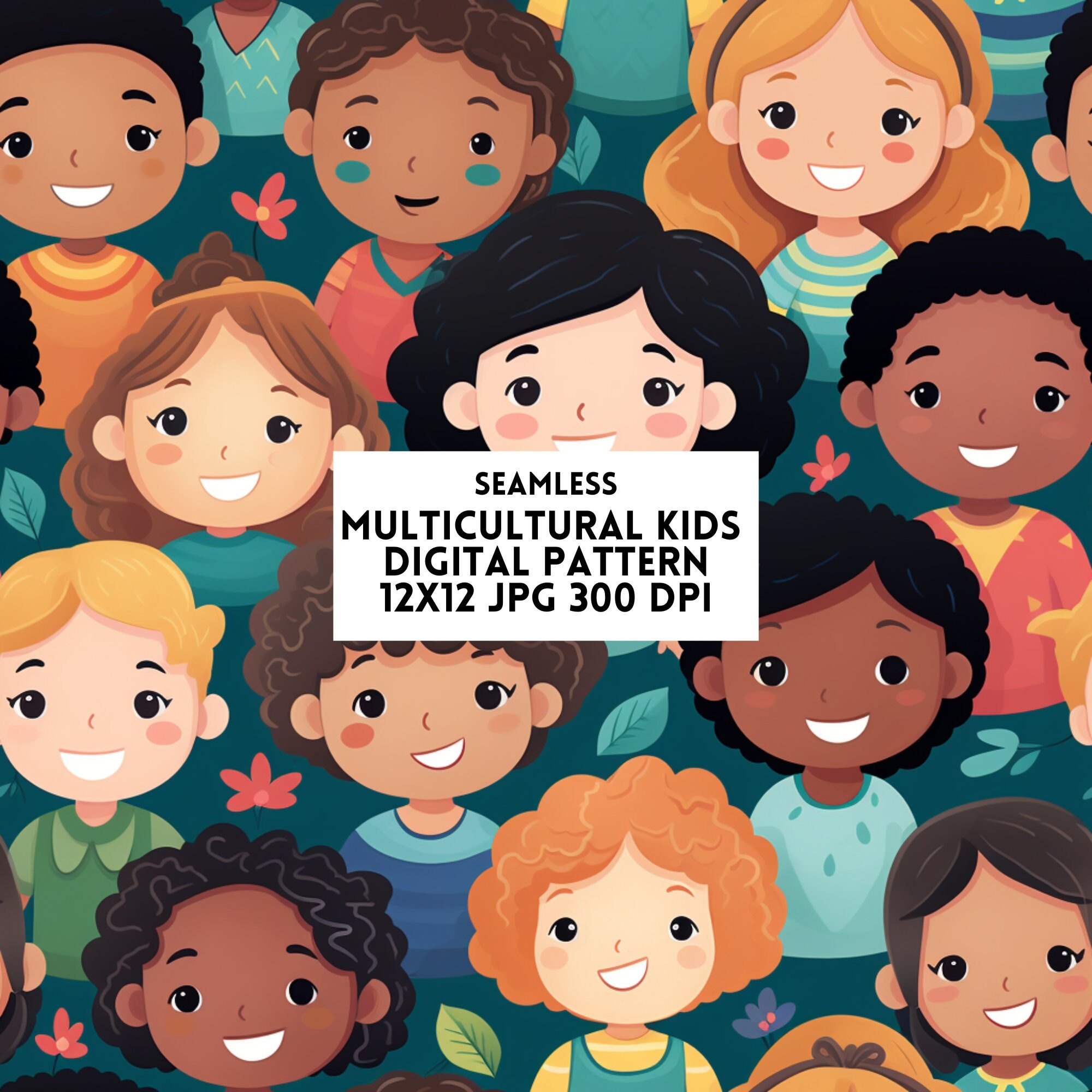 Diverse Children Reading Clip Art