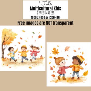 Diverse Kids Fall Clipart, Multicultural Kids PNG, Autumn Classroom ...