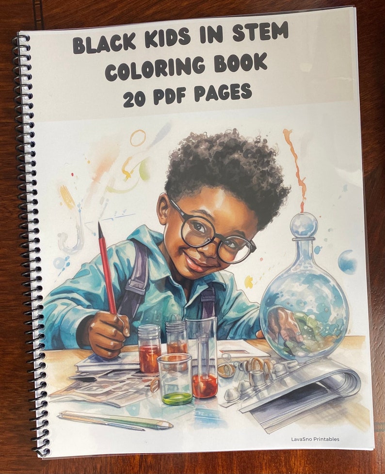 Black Kids in STEM Coloring Book, Spiral Bound PHYSICAL BOOK, Science ...