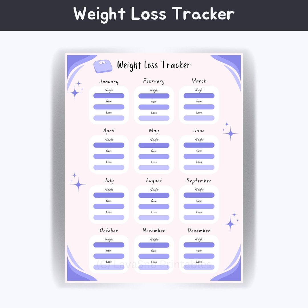 Monthly Weight Loss Tracker, Printable Journal Page, Weigh In, New ...