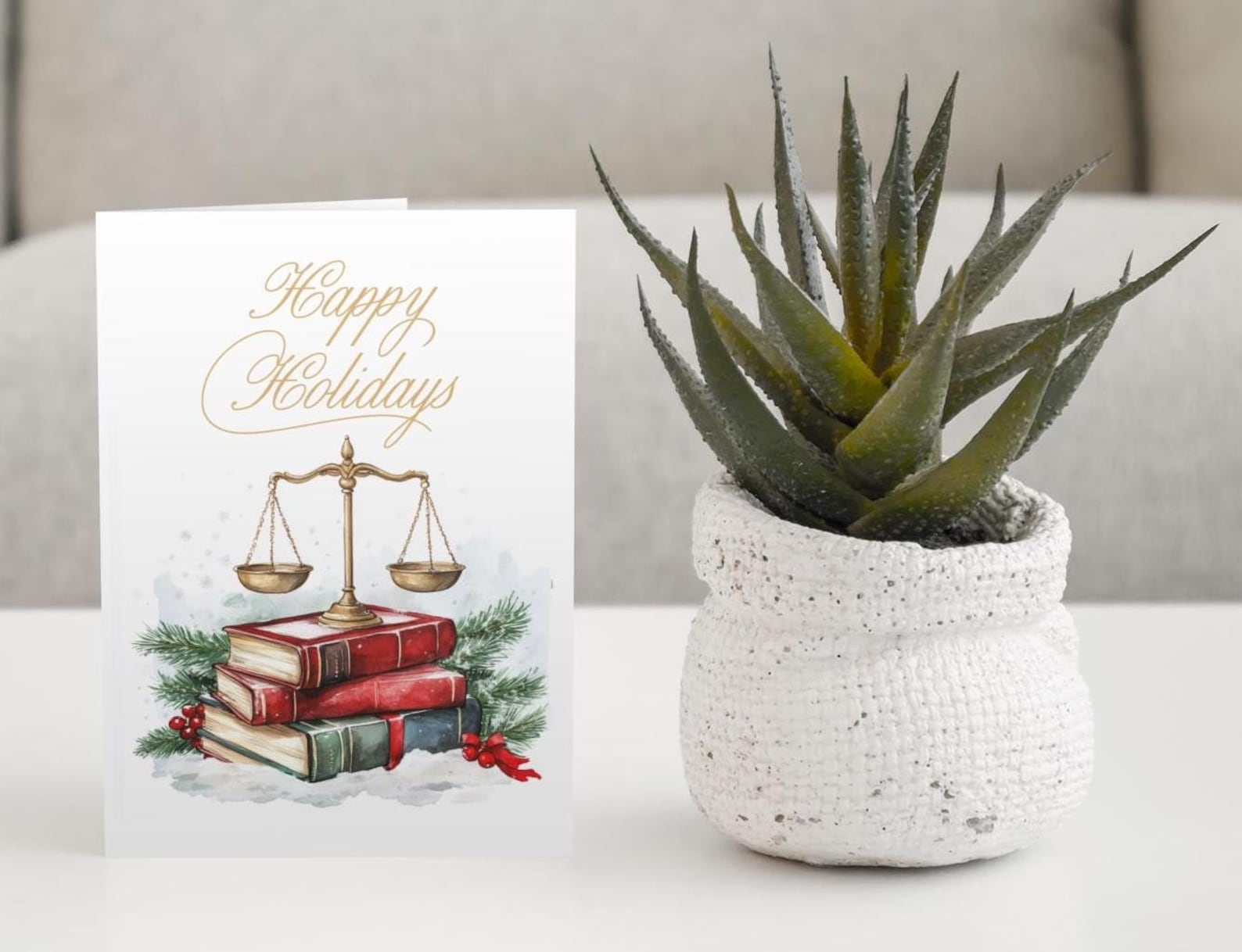 Scales of Justice Christmas Card, Lawyer Holiday Greeting Card, Happy ...