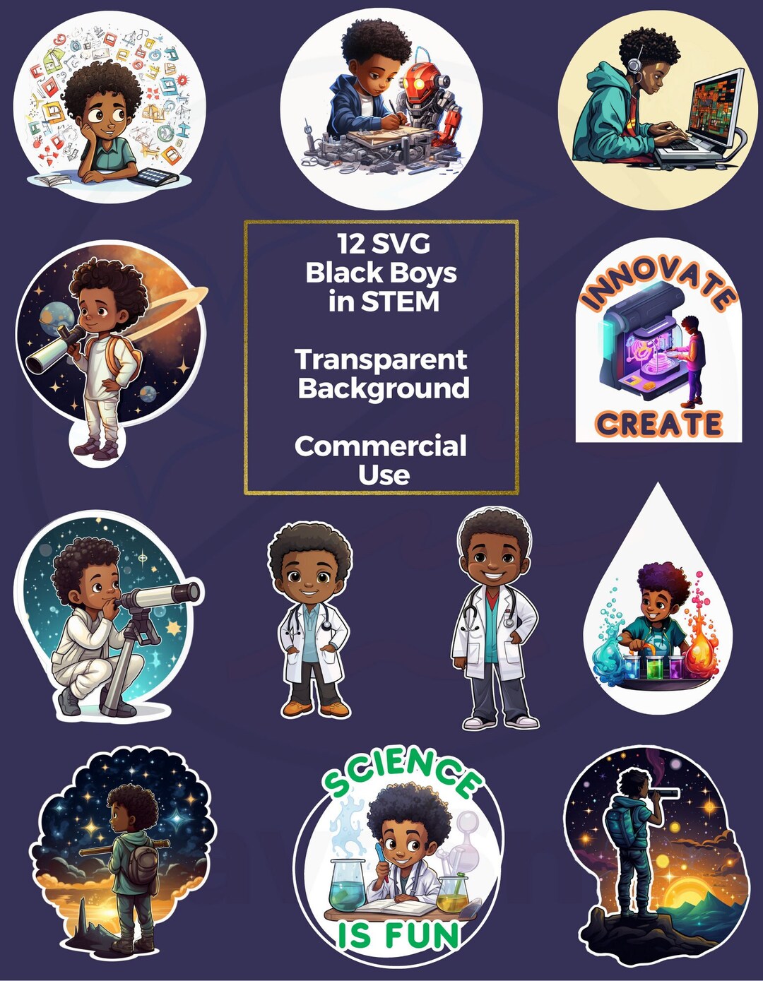 Black Boys in STEM Svg, African American Boys Svg Science Math ...