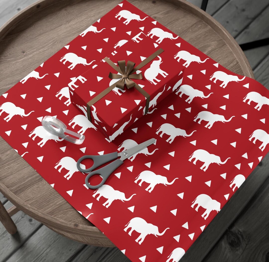 DST Red and White Gift Wrap, Elephants and Pyramids, HBCU Sorority ...