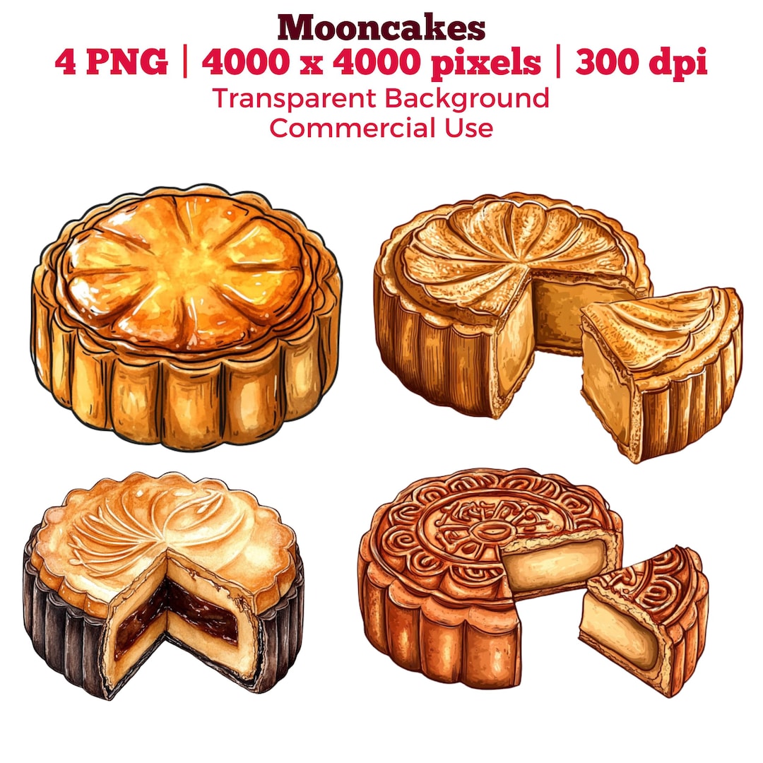 Mooncake Clipart, Mid Autumn Festival PNG, Chinese Clipart, Bakery Menu ...