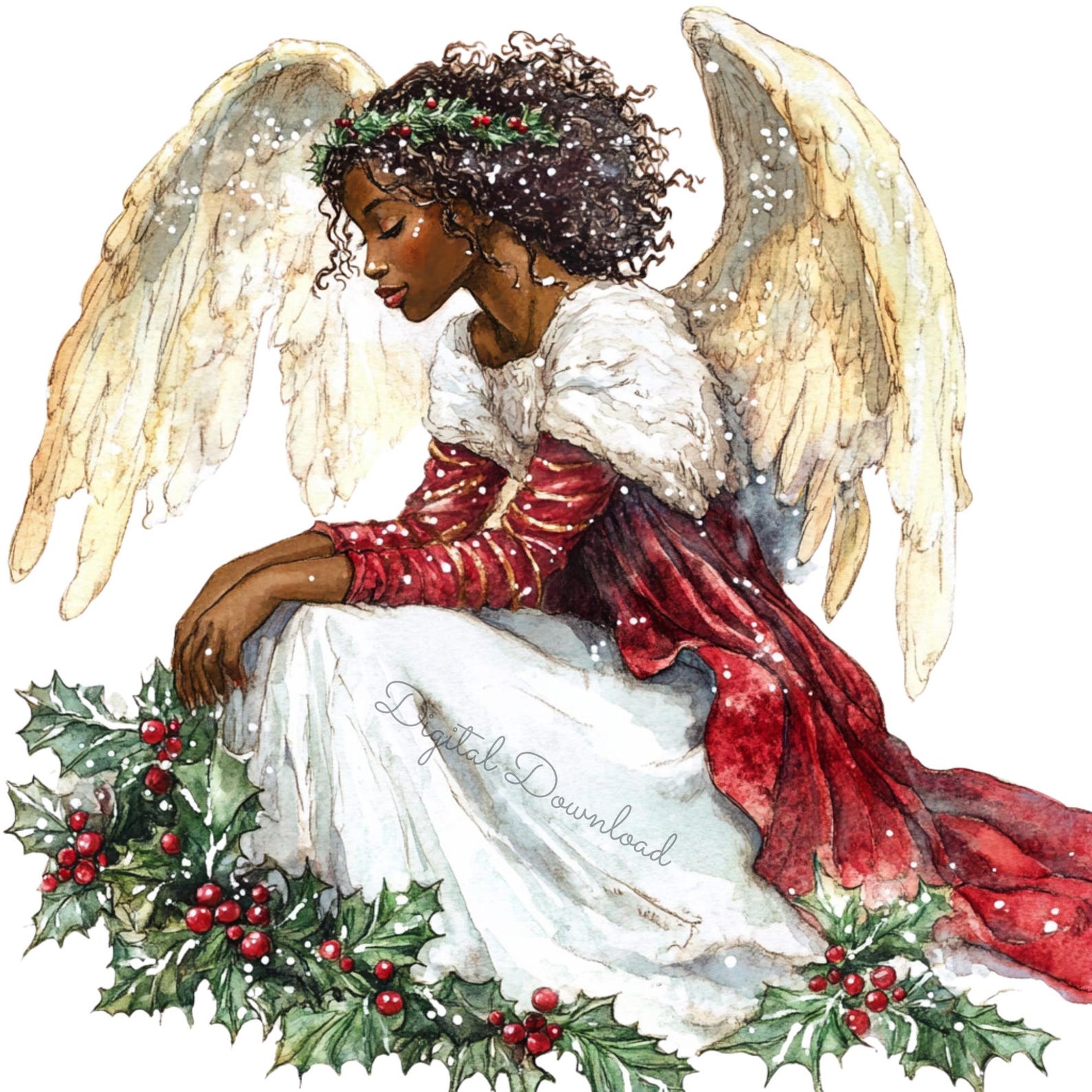 African American Angel Christmas Clipart, Black Angel PNG, Black Angel ...