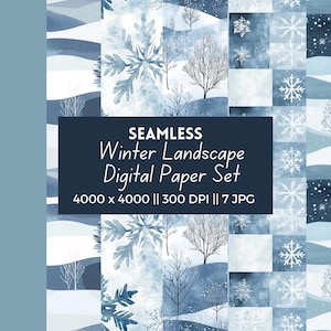 Winter Digital Background, Seamless Digital Paper, Snow Nordic Winter ...