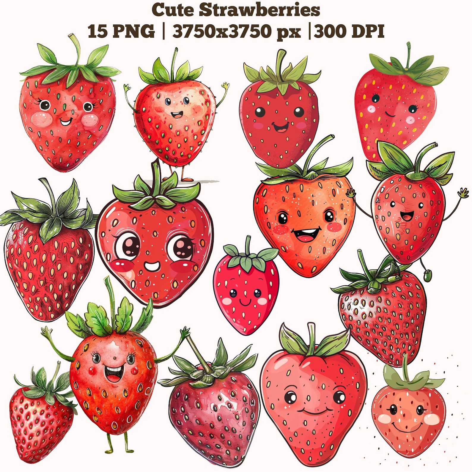 Cute Strawberry Clipart, Fruit Strawberry PNG, Summer Berry Clipart ...