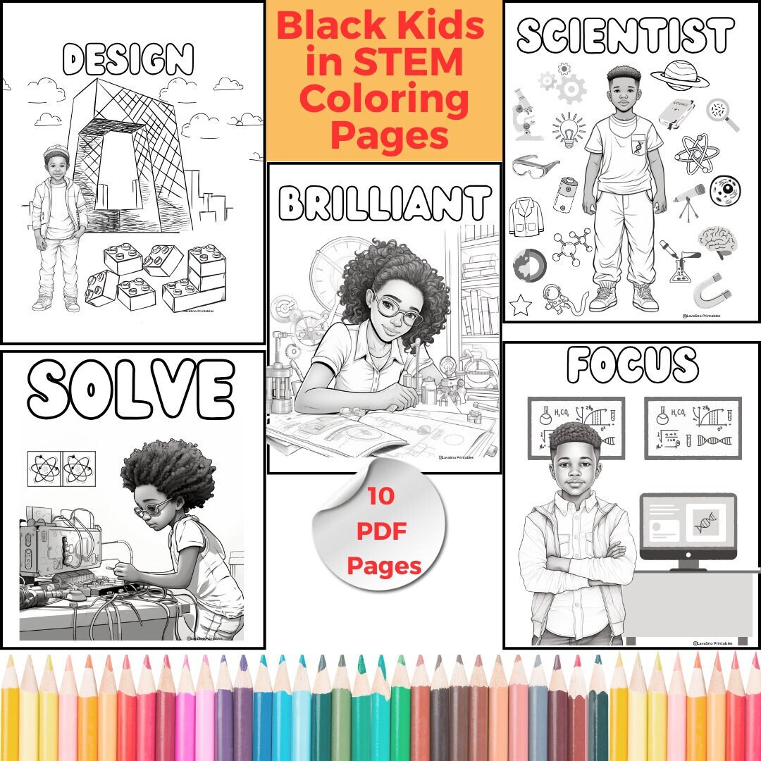 Black Boys and Girls in STEM Coloring Pages African American - Etsy