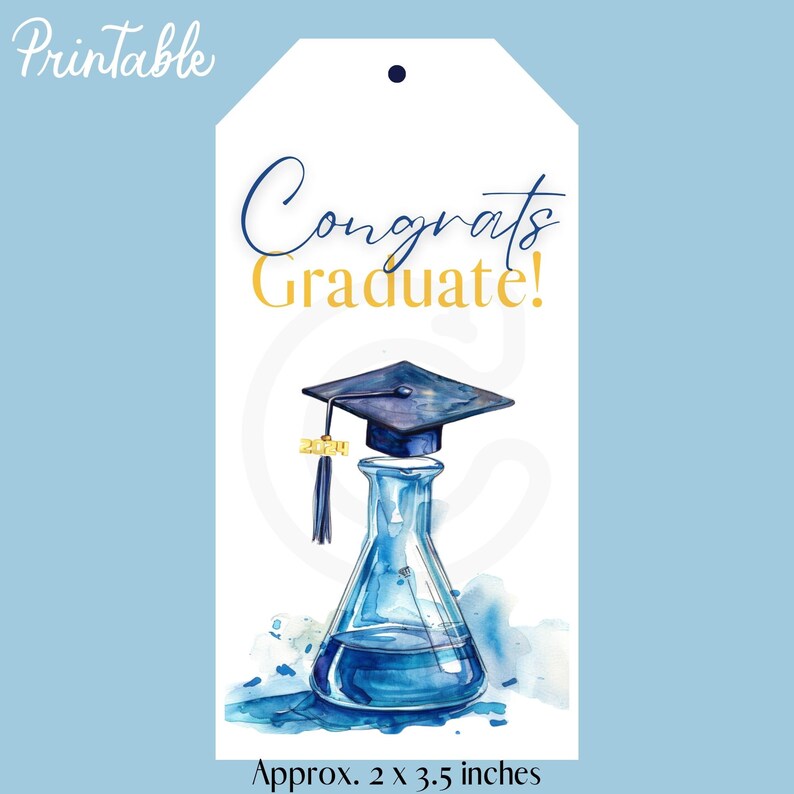 Printable Scientist Graduation Gift Tag, Science Graduation Cookie Tag ...
