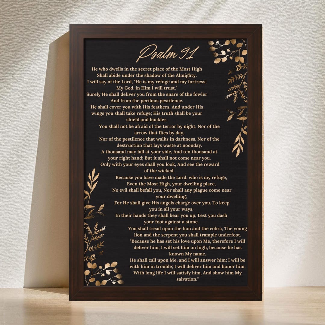 Framed Psalm 91 Poster, Christian Home Decor, Catholic Protection Psalm ...
