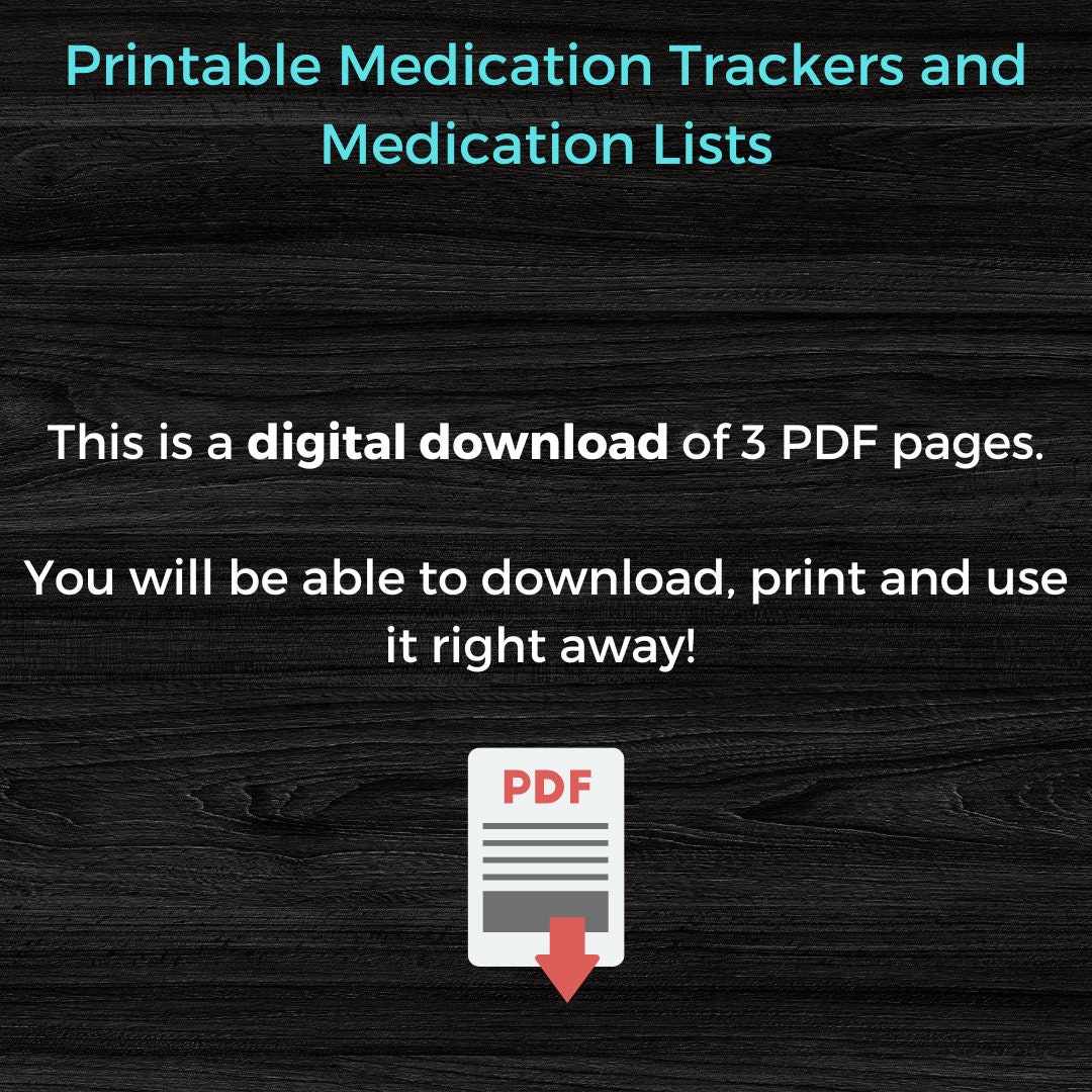 Medication Tracker Medication Chart Medication Log List for - Etsy ...