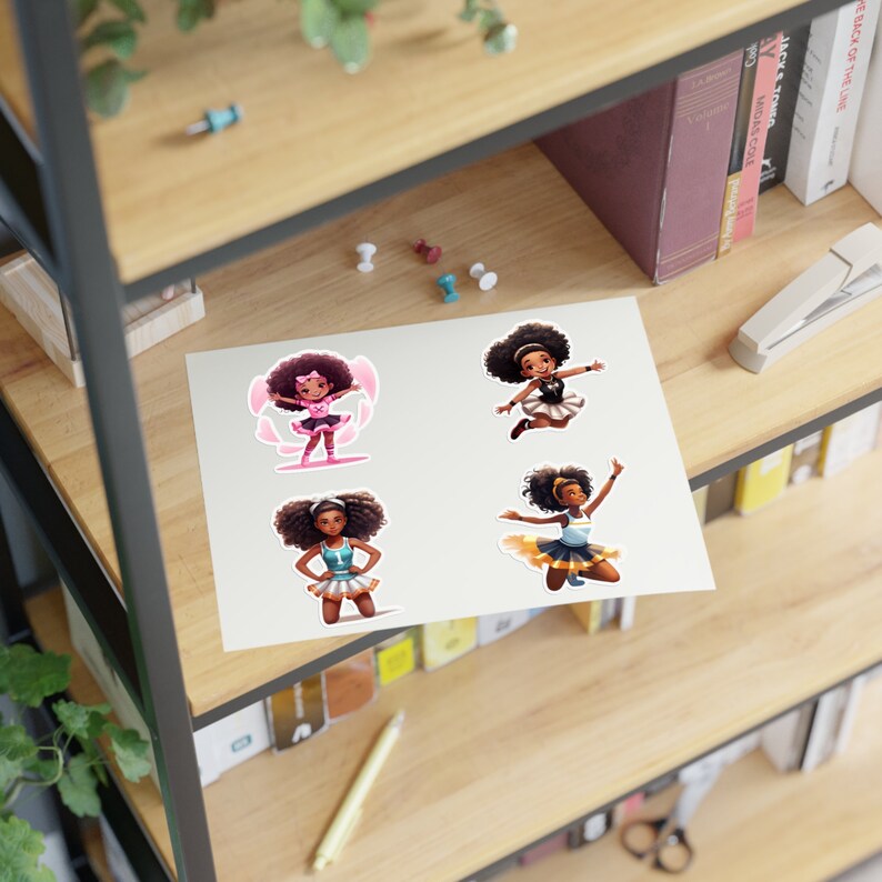 Black Girl Cheerleading Sticker Sheet, African American Cheerleader ...