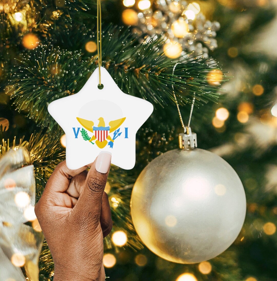 US Virgin Islands Ornament, USVI Christmas Tree Star Ceramic Ornament ...