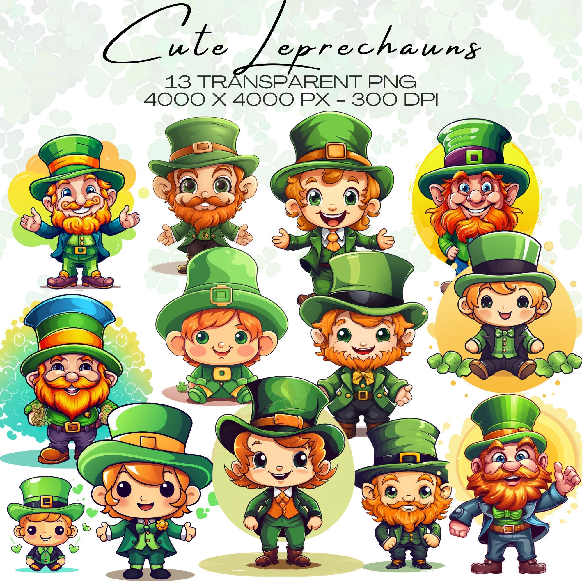 Cute Leprechaun Clipart, Kawaii Saint Patricks Day PNG, Digital ...
