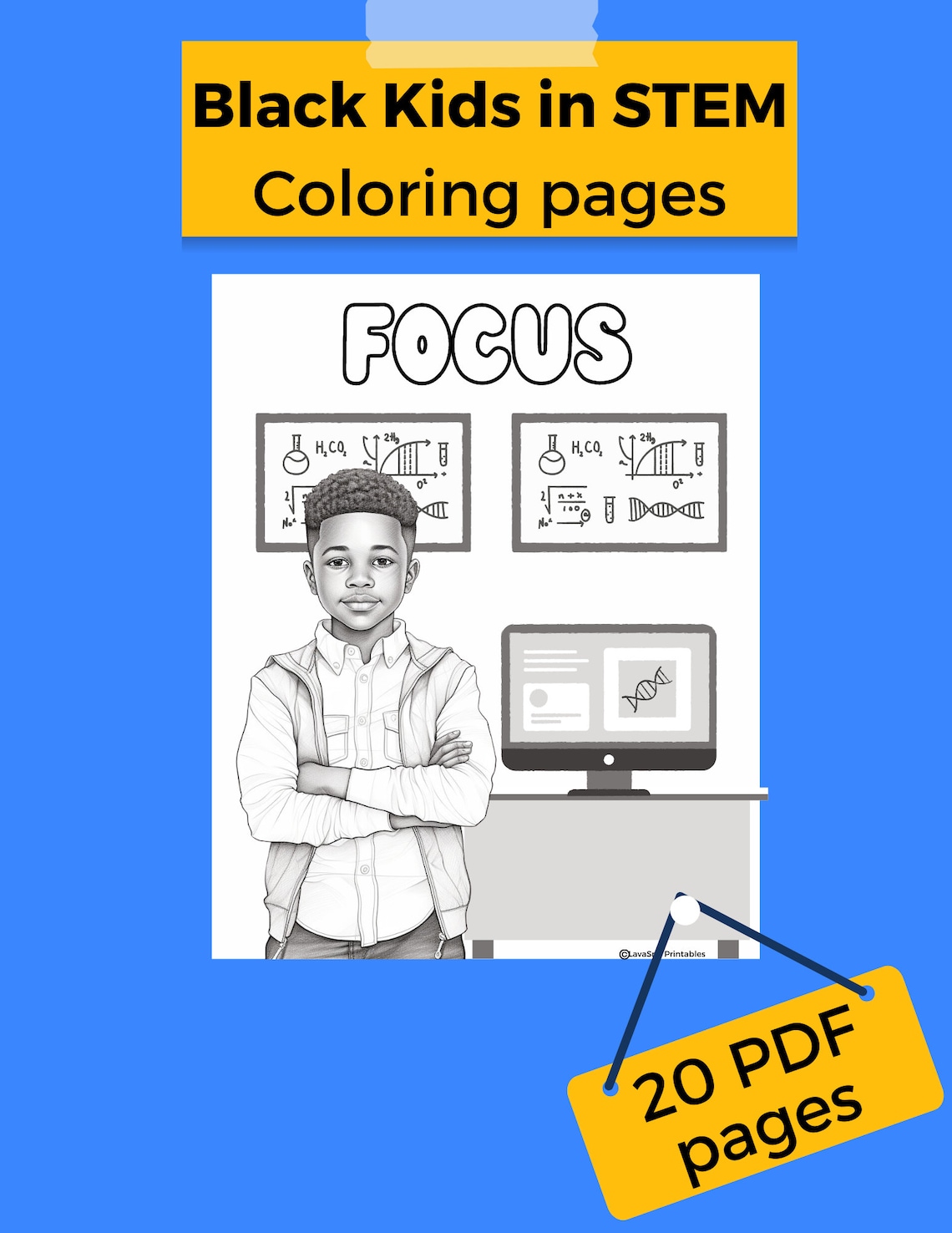 Black Kids in STEM Coloring Book, Science Teacher, African American ...