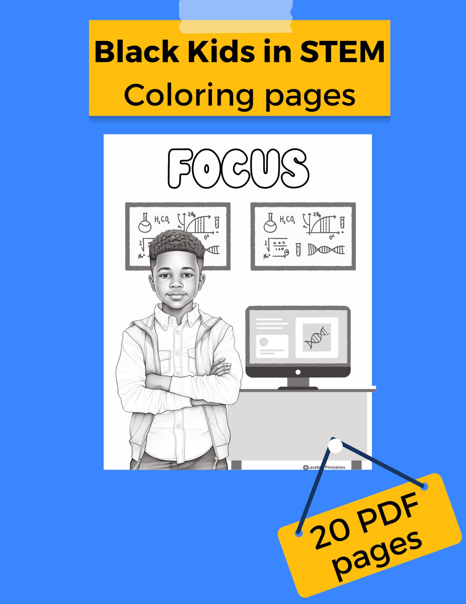 Black Kids in STEM Coloring Book, Science Teacher, African American ...