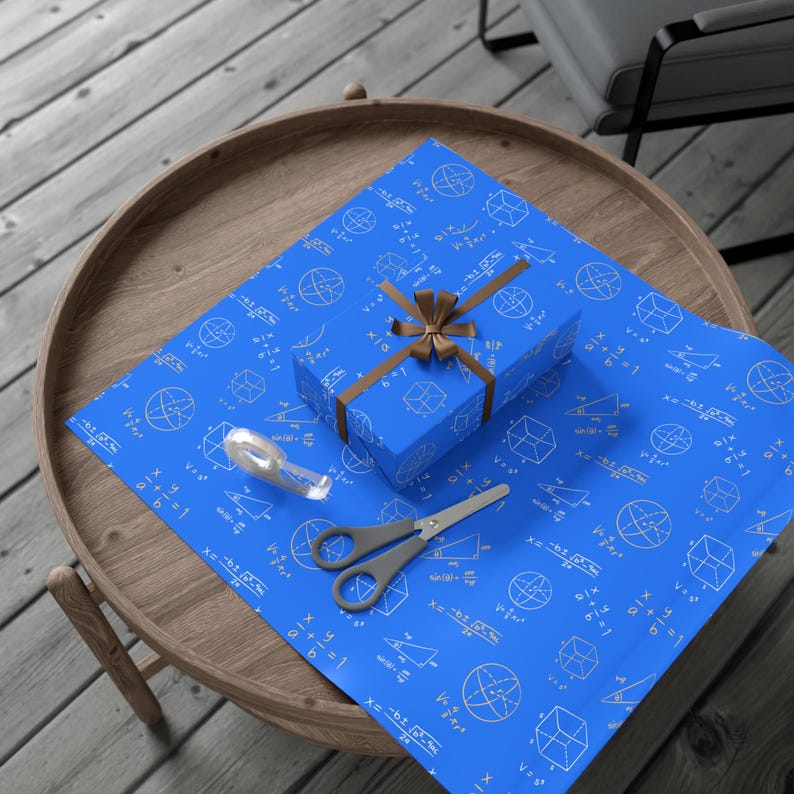Math Gift Wrap, Trigonometry, Calculus Equations, Gift for Math Teacher ...