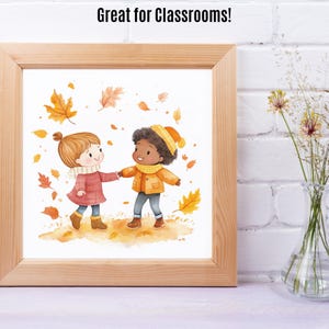 Diverse Kids Fall Clipart, Multicultural Kids PNG, Autumn Classroom ...