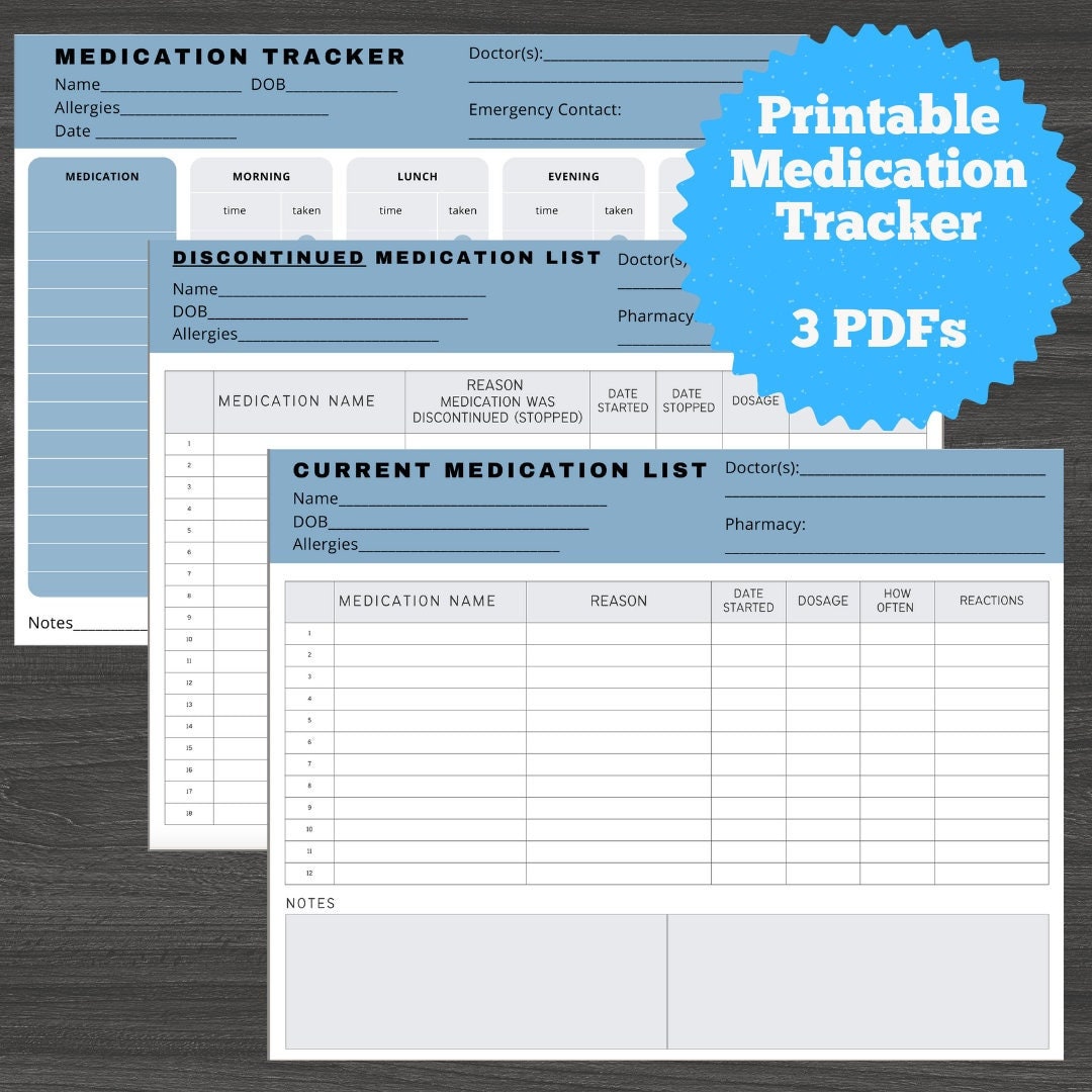 Medication Tracker Medication Chart Medication Log List for - Etsy ...