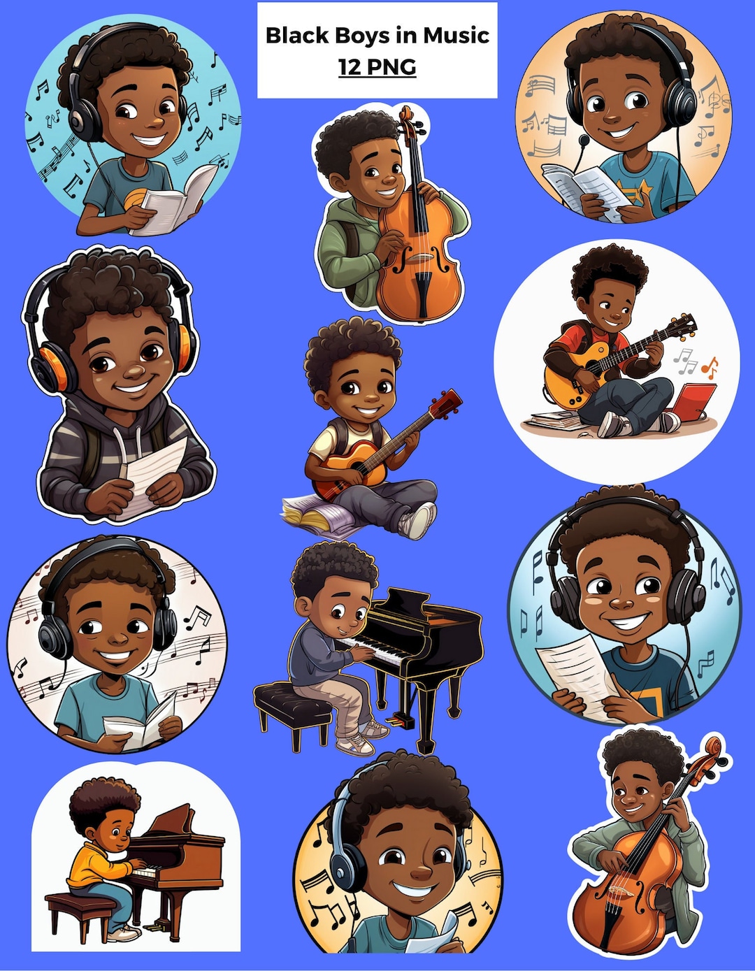 African American Boys Music Teacher Clipart PNG, Black Boys Playing ...