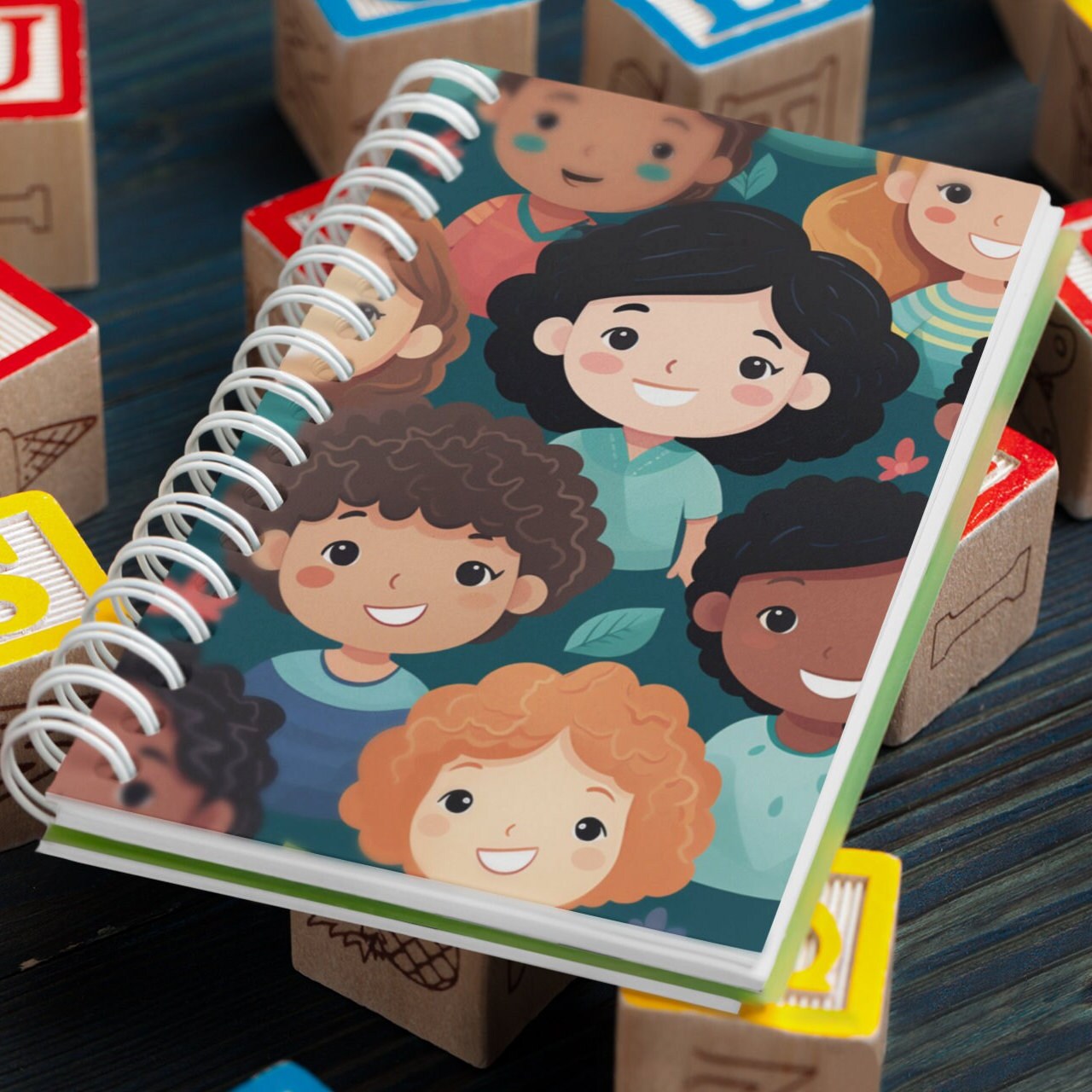 Cute Multicultural Kids Faces Pattern Digital Paper, Seamless Repeating ...