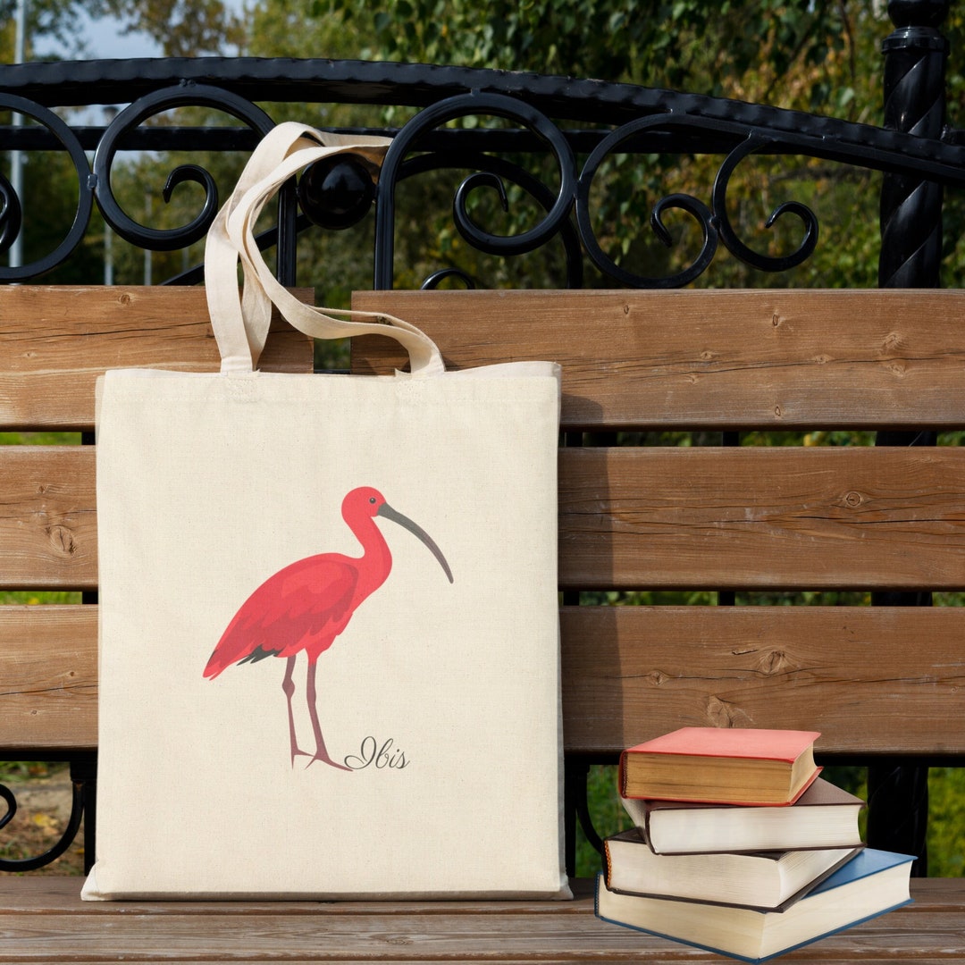 Trinidad and Tobago Tote Bag, Ibis Bird Cotton Canvas Tote Bag, Scarlet ...