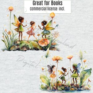 Cute Fairy Clipart, Watercolor Multicultural Afro Fairy Illustrations ...