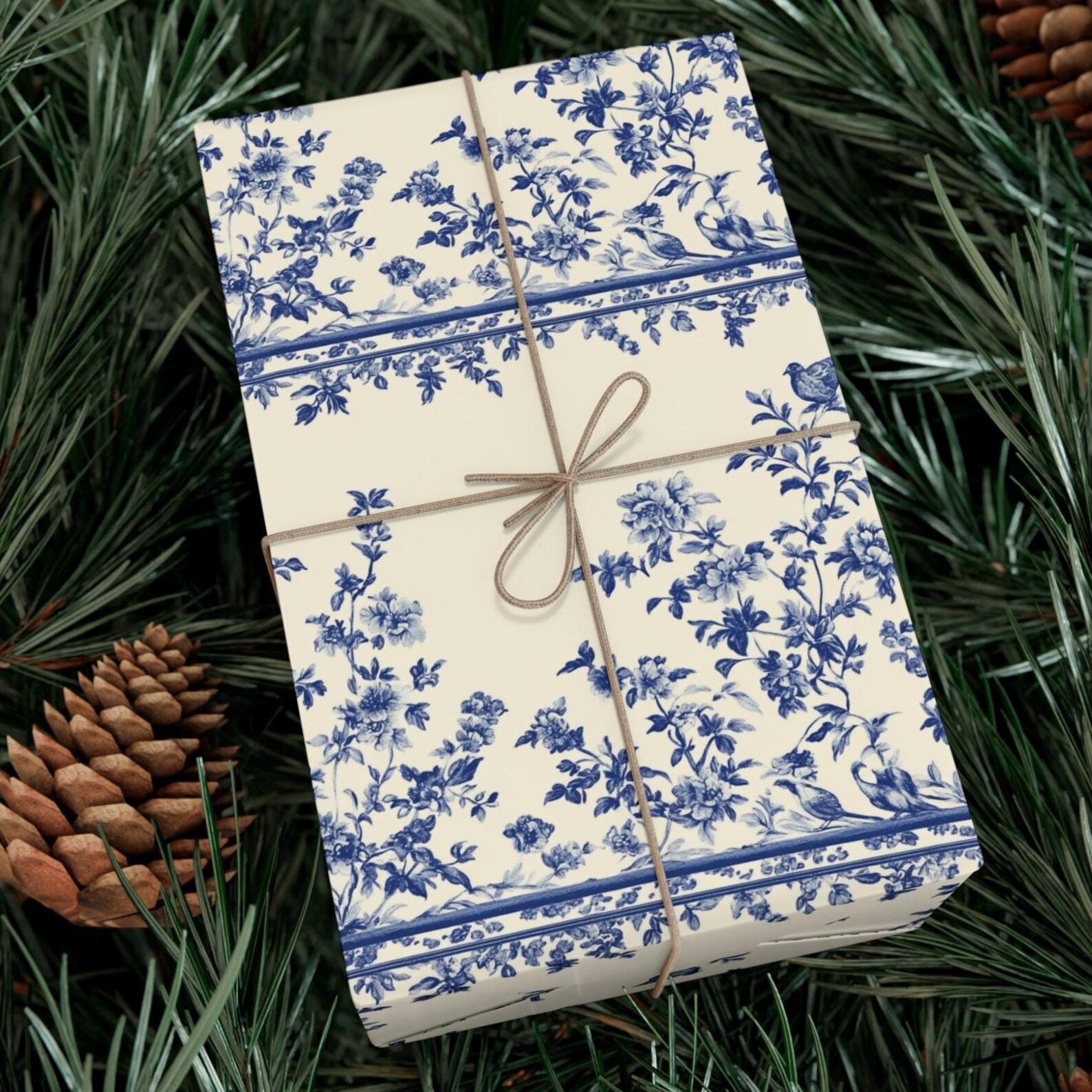 Blue French Toile Gift Wrap, Vintage Inspired Wrapping Paper, European ...