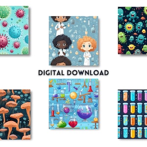 Science Background Digital Paper, Microbiology Cell Biology Laboratory ...