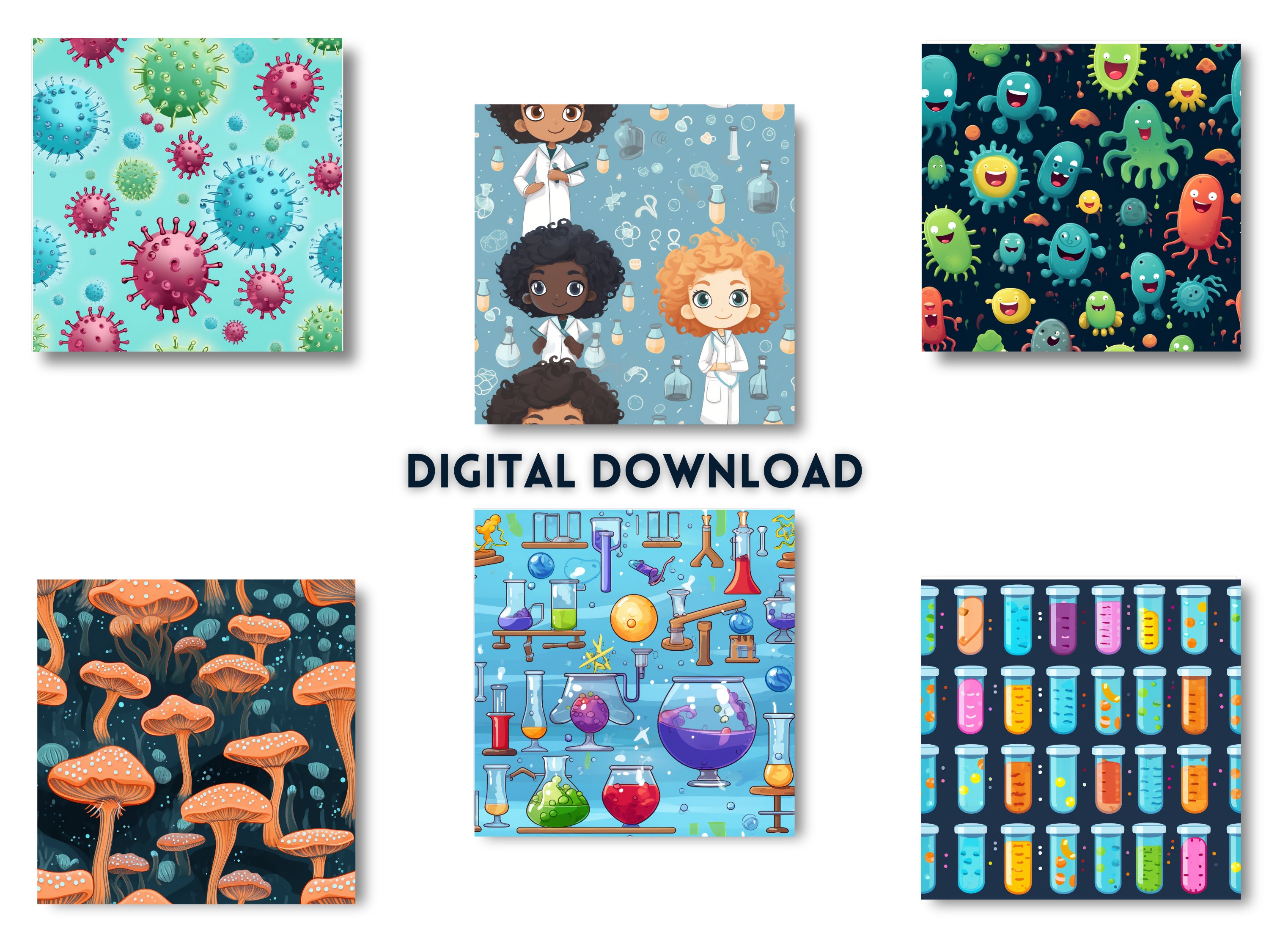 Science Background Digital Paper, Microbiology Cell Biology Laboratory ...