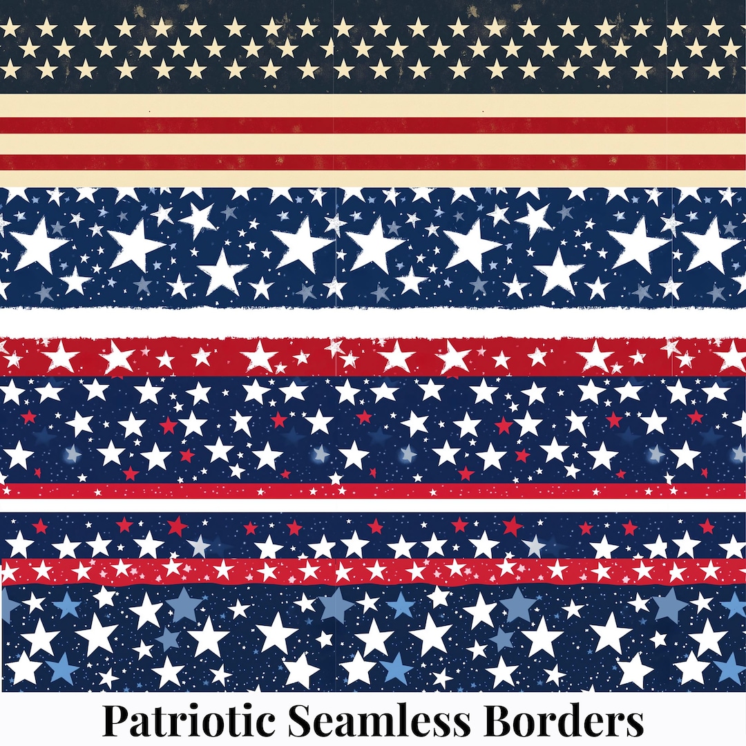 Patriotic Border Clipart, July 4th Seamless Borders, USA Flag ...