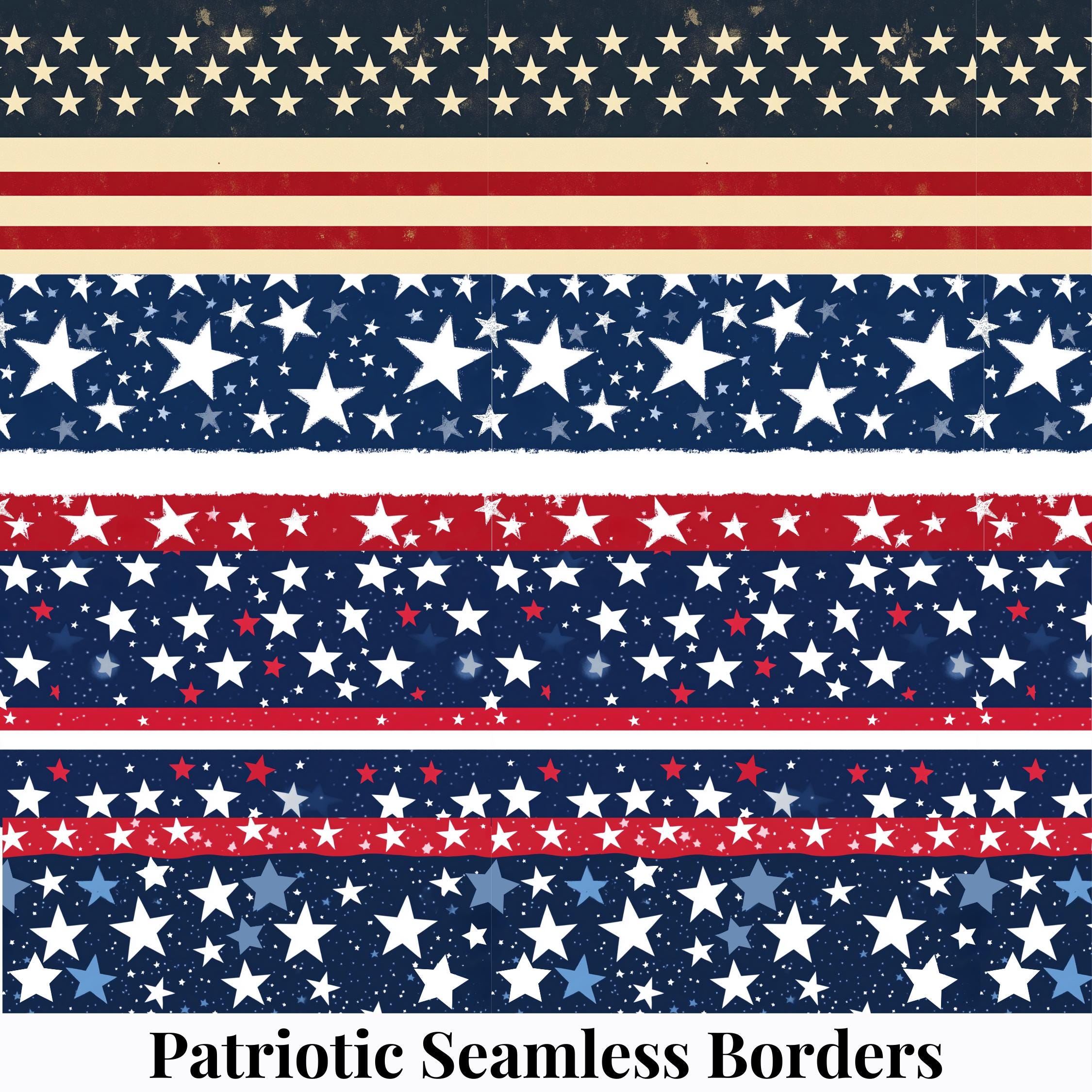 Patriotic Border Clipart, July 4th Seamless Borders, USA Flag ...
