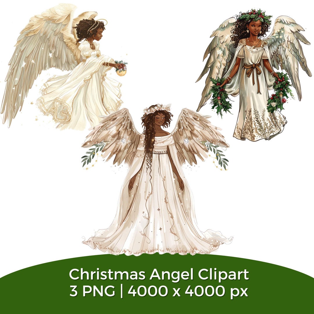 African American Angel Christmas Clipart, Black Angel PNG, Black Angel ...