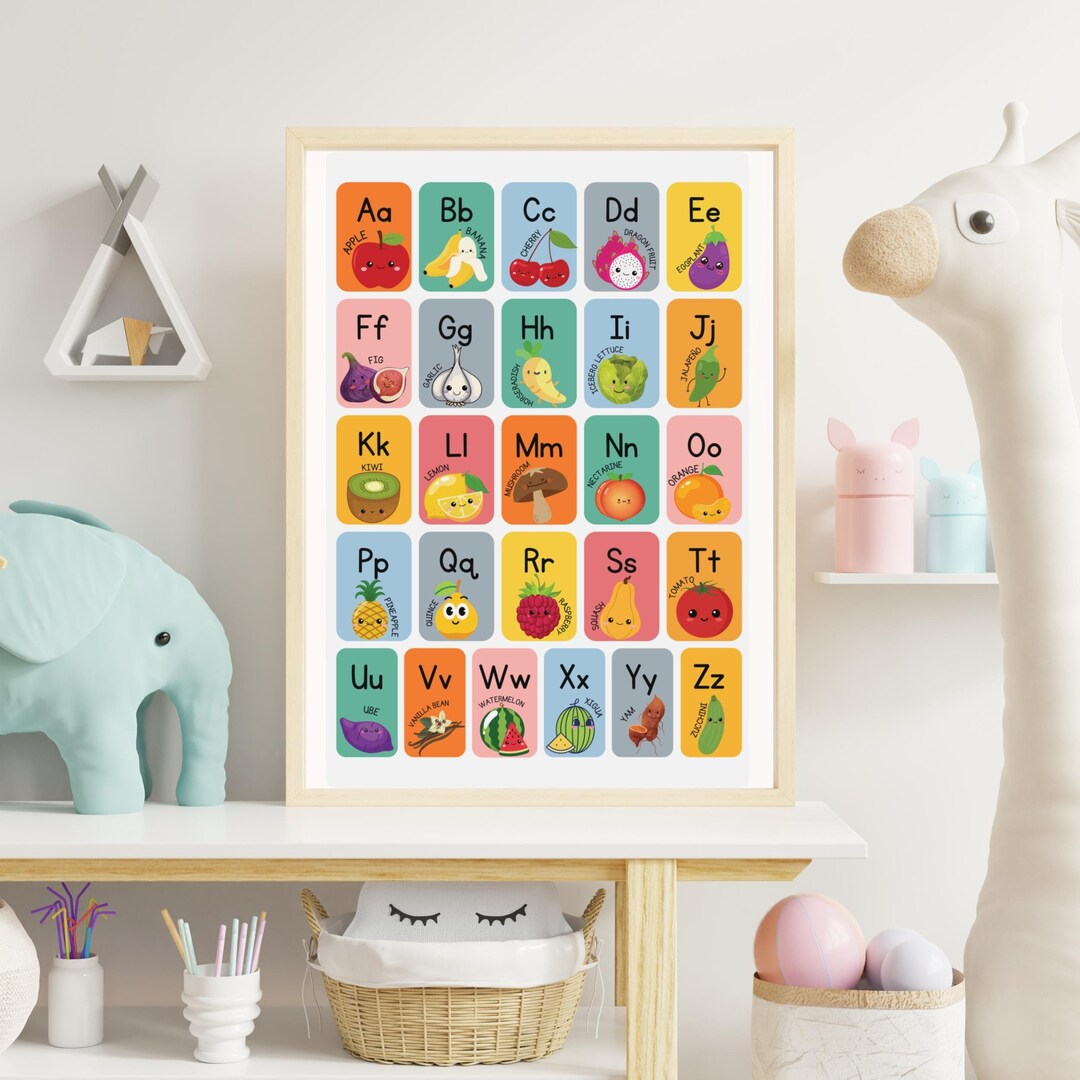 Fruit and Vegetable Alphabet Poster, Kindergarten First Grade Classroom ...