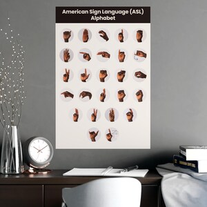 ASL Alphabet Poster With African American Hands Signing, Learn Teach ...