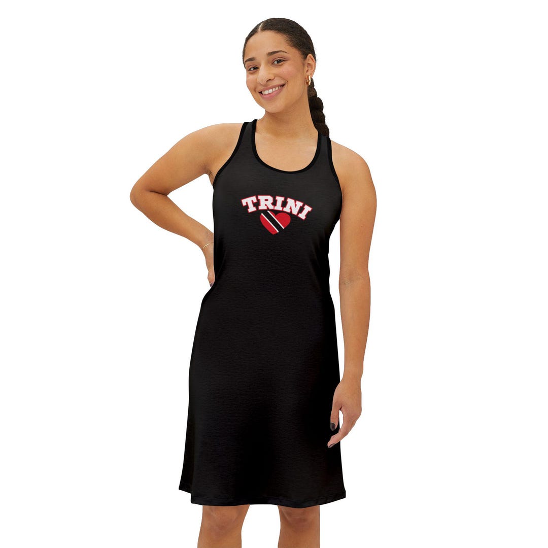 Black Trinidad Dress, Trini Flag Womens Racerback Tank Dress, Caribbean ...
