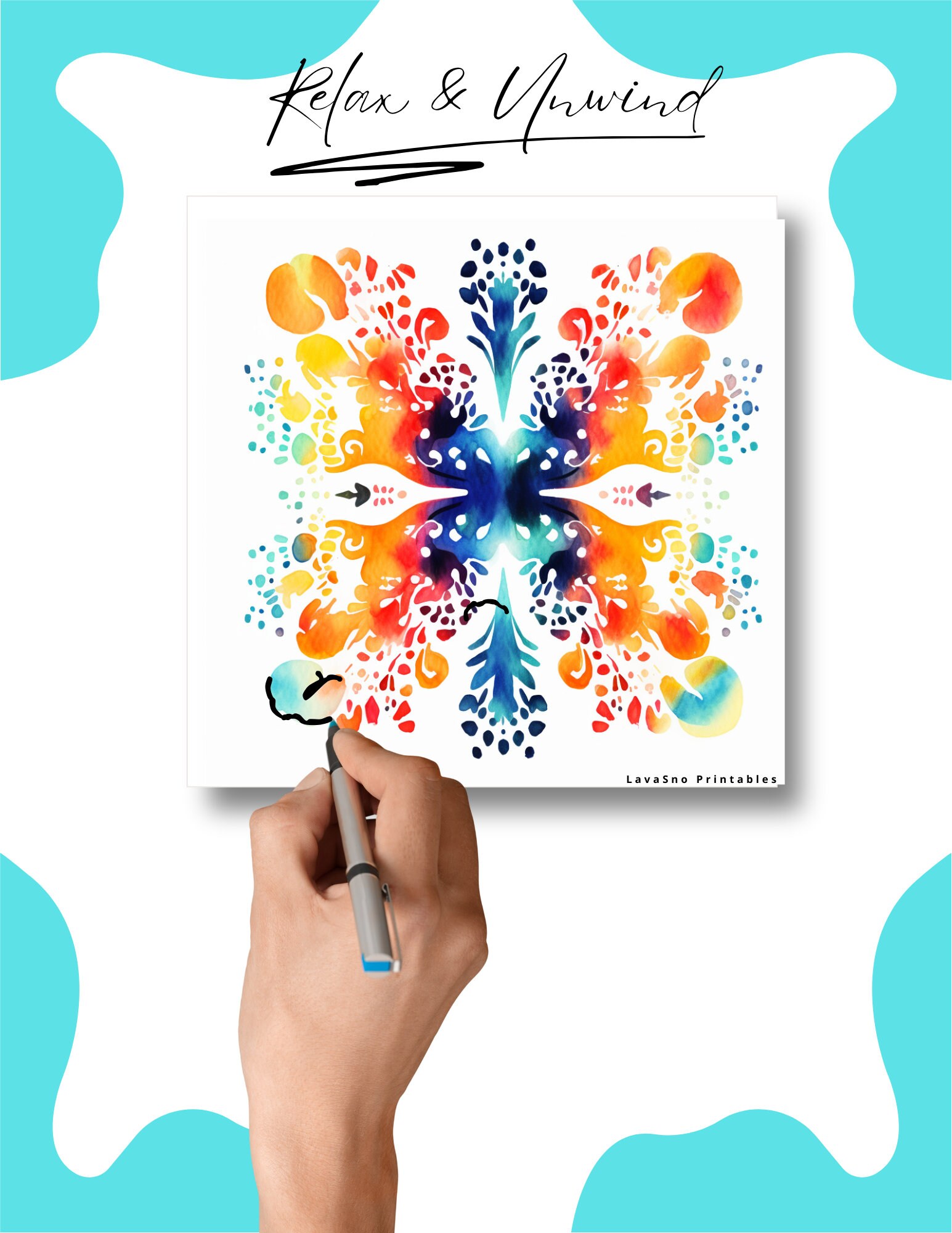 Reverse Coloring Pages, Backwards Coloring Book, Abstract Watercolor ...