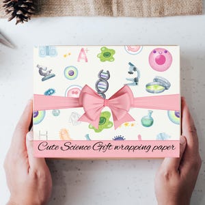 Science Wrapping Paper, Science Teacher Gift Wrap, Biology Christmas ...