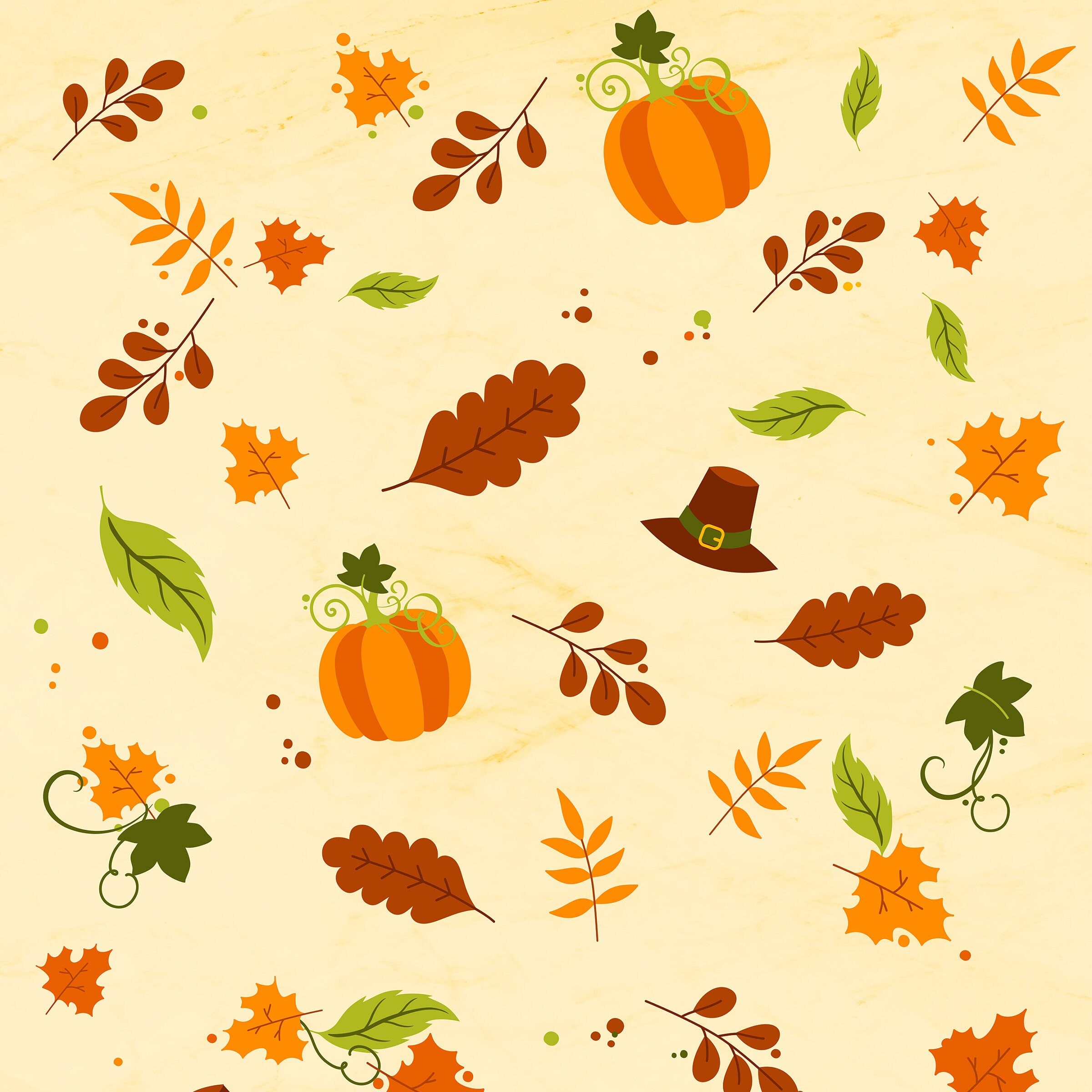 Thanksgiving Scrapbook Printable Paper, Autumn Leaves Pumpkin Pattern ...
