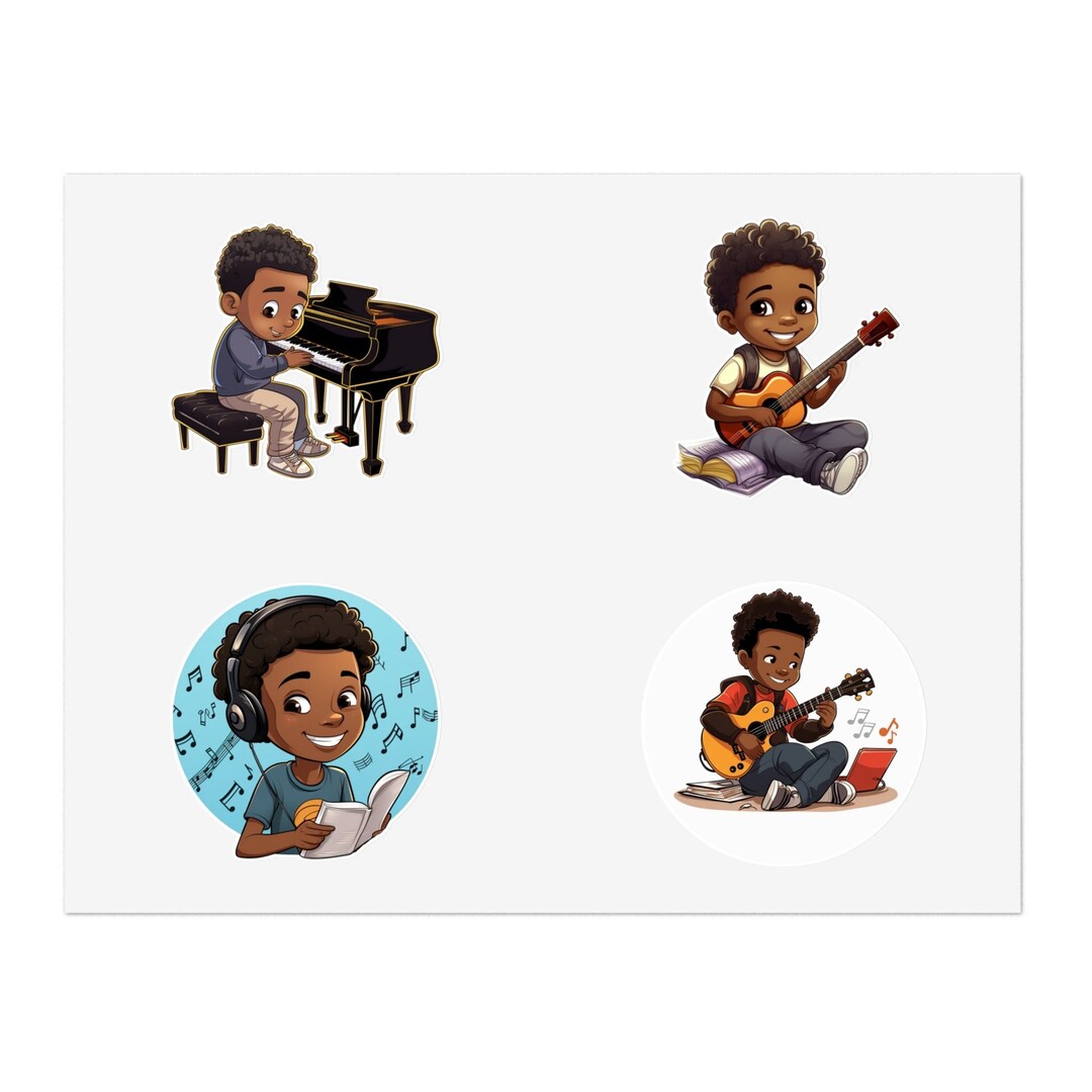 Music Education Stickers, African American Boys Playing Musical ...