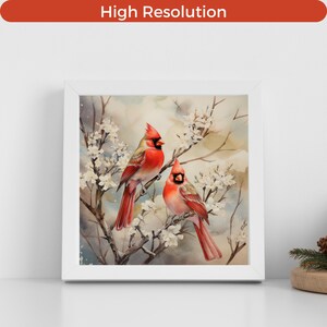 Red Cardinal PNG, Printable Winter Digital Paper, Cardinal Bird on a ...