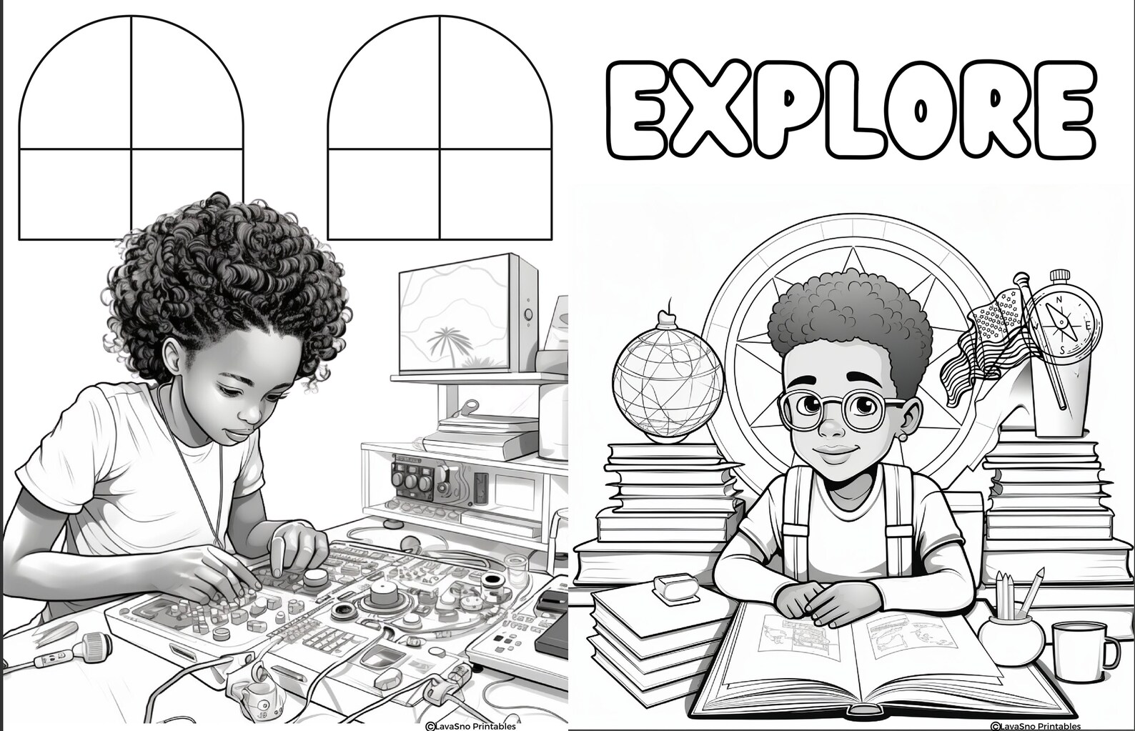 Black Kids in STEM Coloring Book, Science Teacher, African American ...
