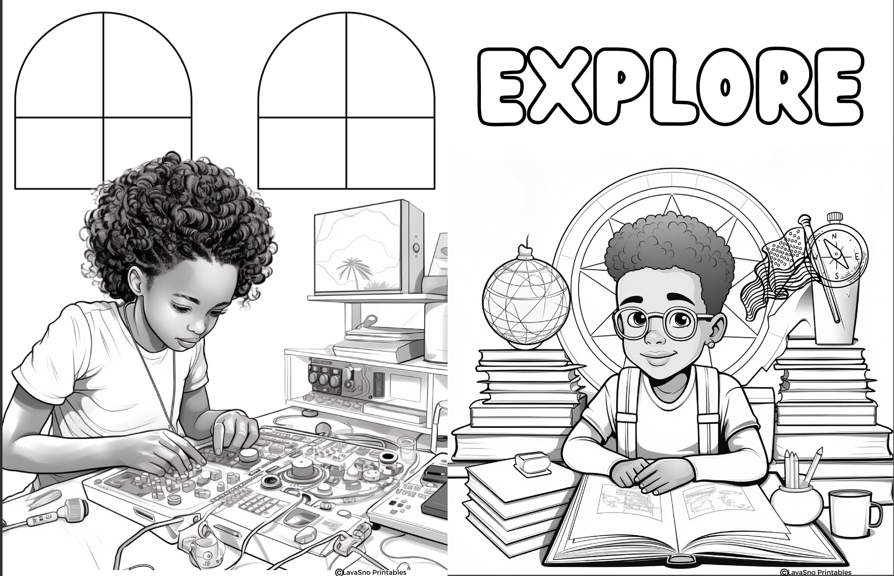 Black Kids in STEM Coloring Book, Spiral Bound PHYSICAL BOOK, Science ...