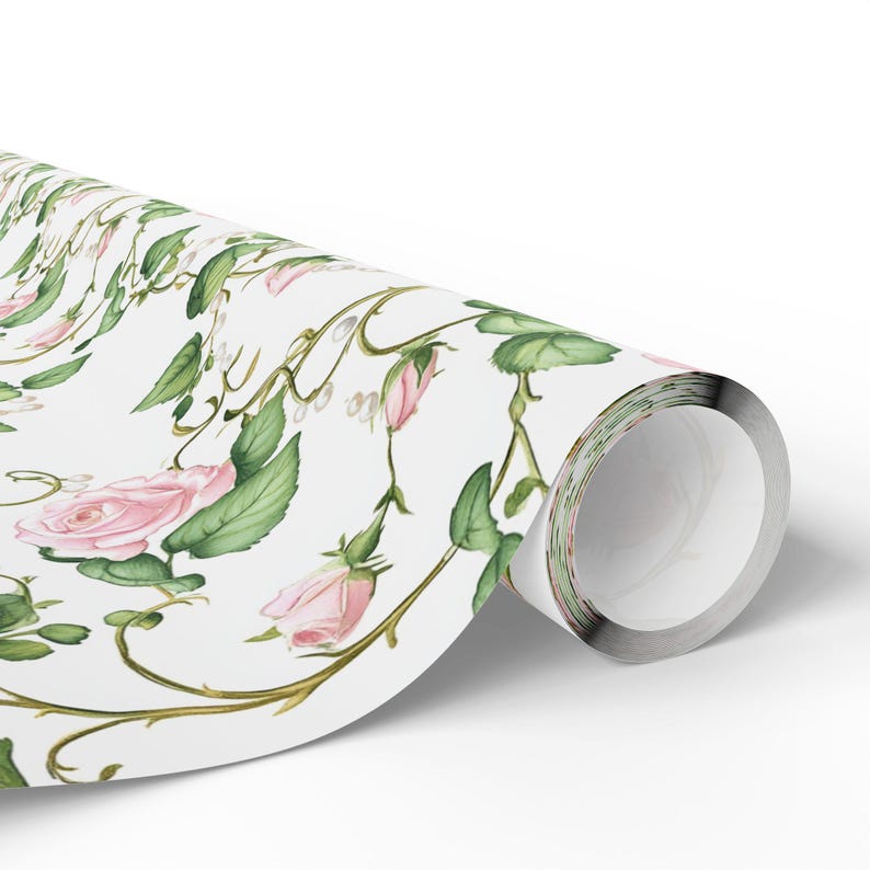 Pink Roses and Pearls Gift Wrapping Paper, AKA Sorority Inspired Floral ...