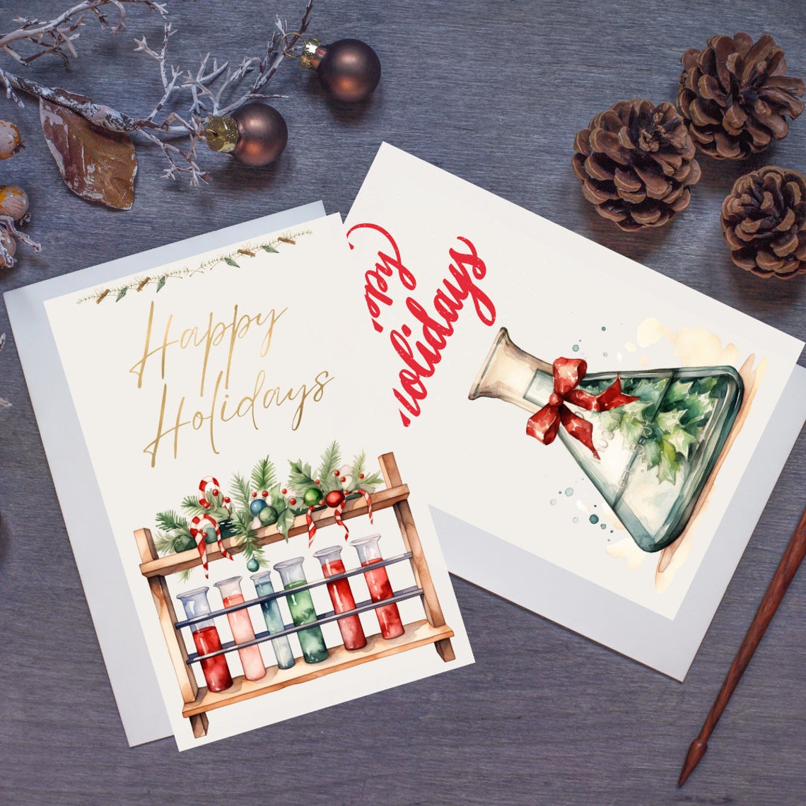 Science Christmas Card, Research Geeky Holiday Card, Science Teacher ...