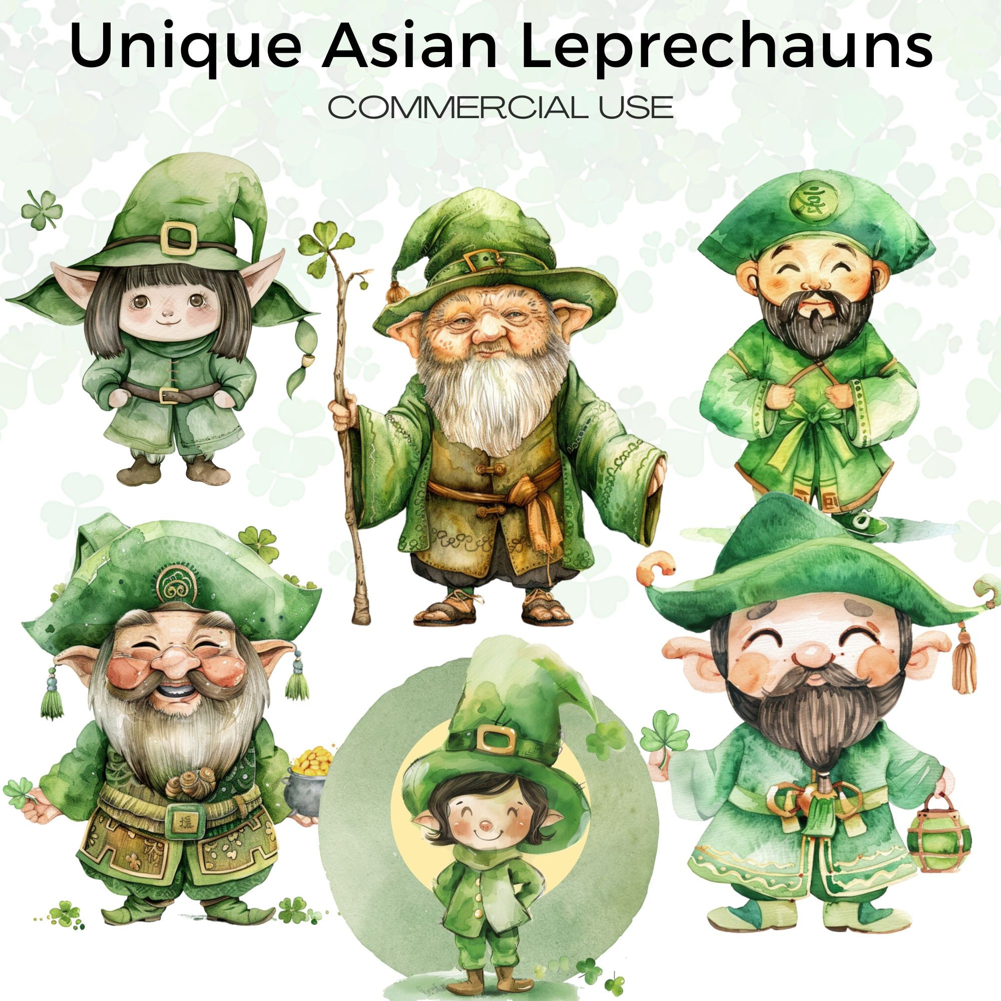 Leprechaun Watercolor Clipart, St Patricks Day, Asian Leprechaun ...