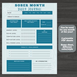 Dry January Journal, Printable Planner Daily Journal, Sober No Alcohol ...