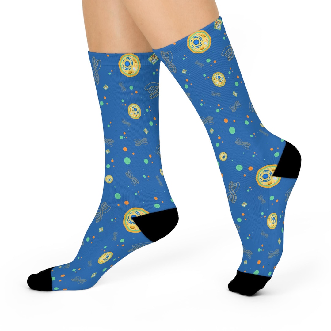 Blue Science Socks, Bacteria Cells DNA Helix, Nerdy Gift for Biology ...